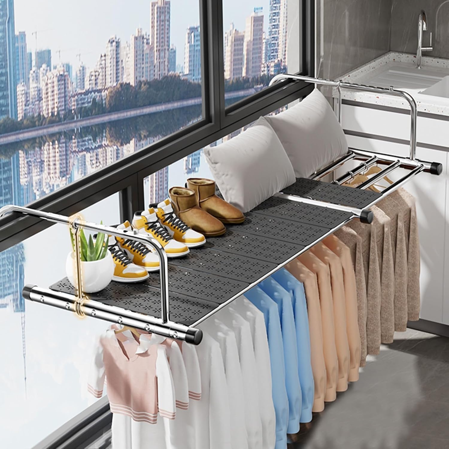 Clothes Drying Rack, Extendable Laundry Rack With Adjustable Arms ...