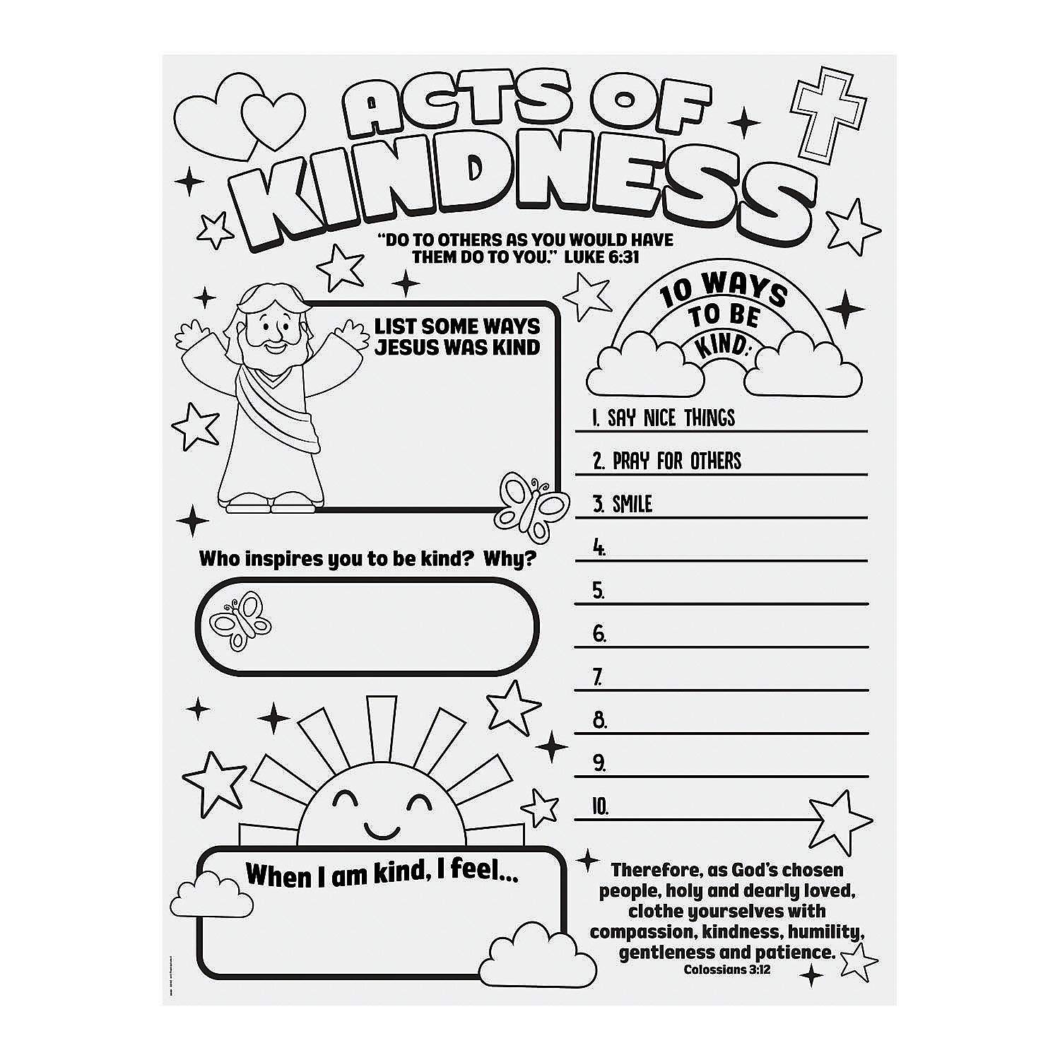 Amazon.com: Fun Express Color Your Own Acts of Kindness Poster - Crafts ...