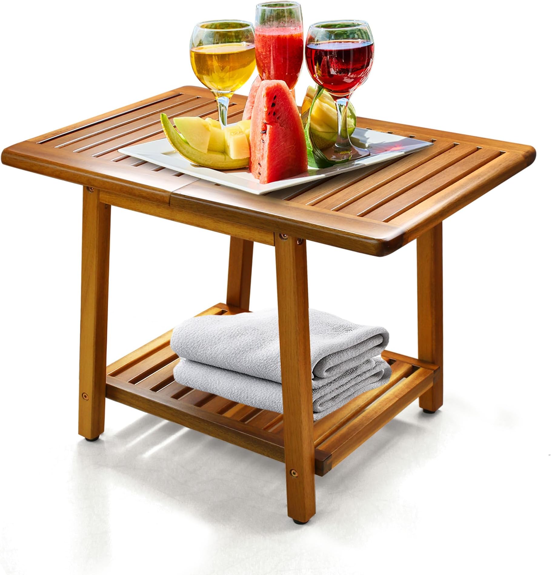 Amazon.com: RRI Goods Teak Wood Coffee Table with Storage - Teak Oil ...