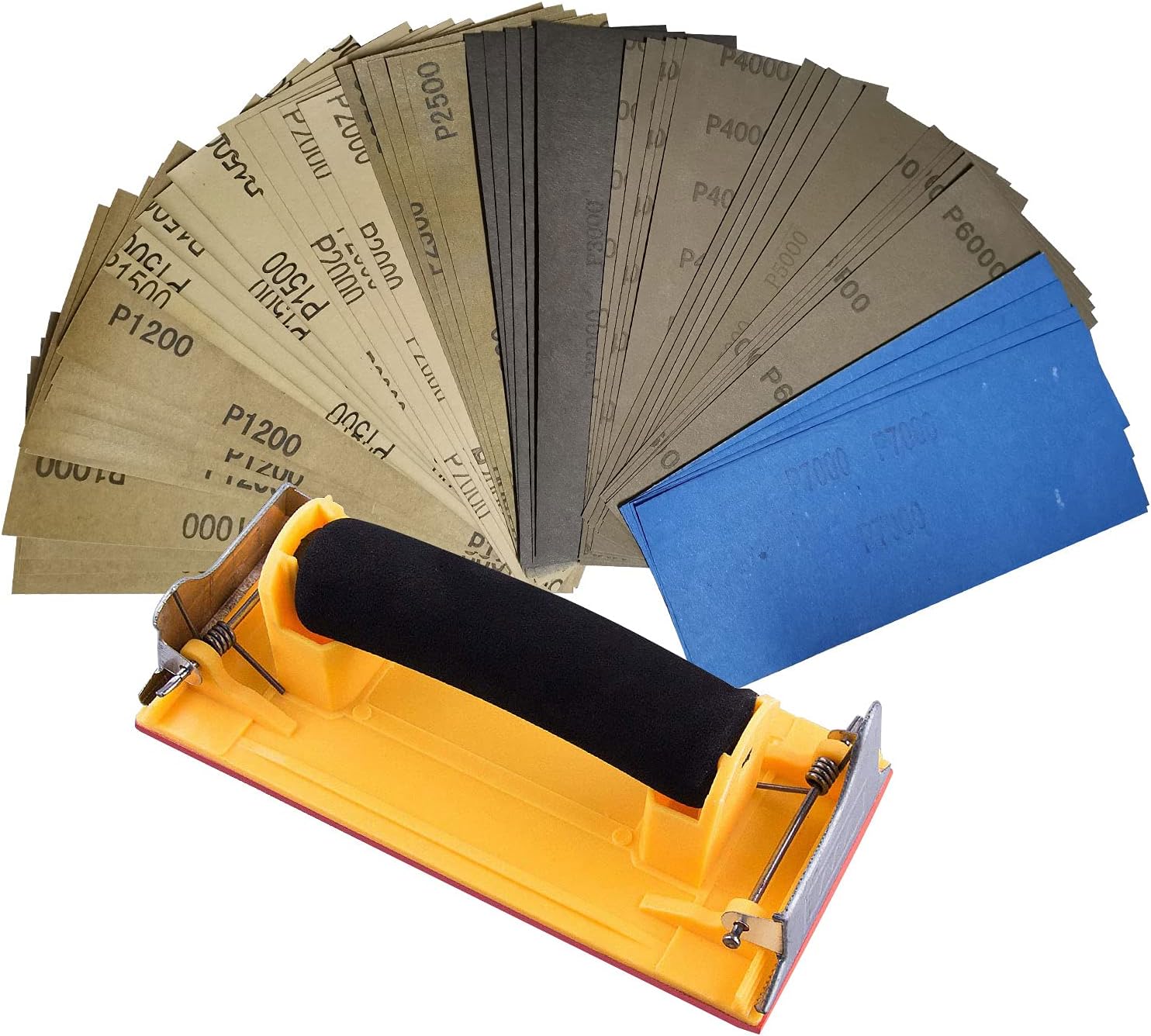 bluesail 50 Pcs, Wet and Dry Sandpaper with Sanding Block Sander for ...