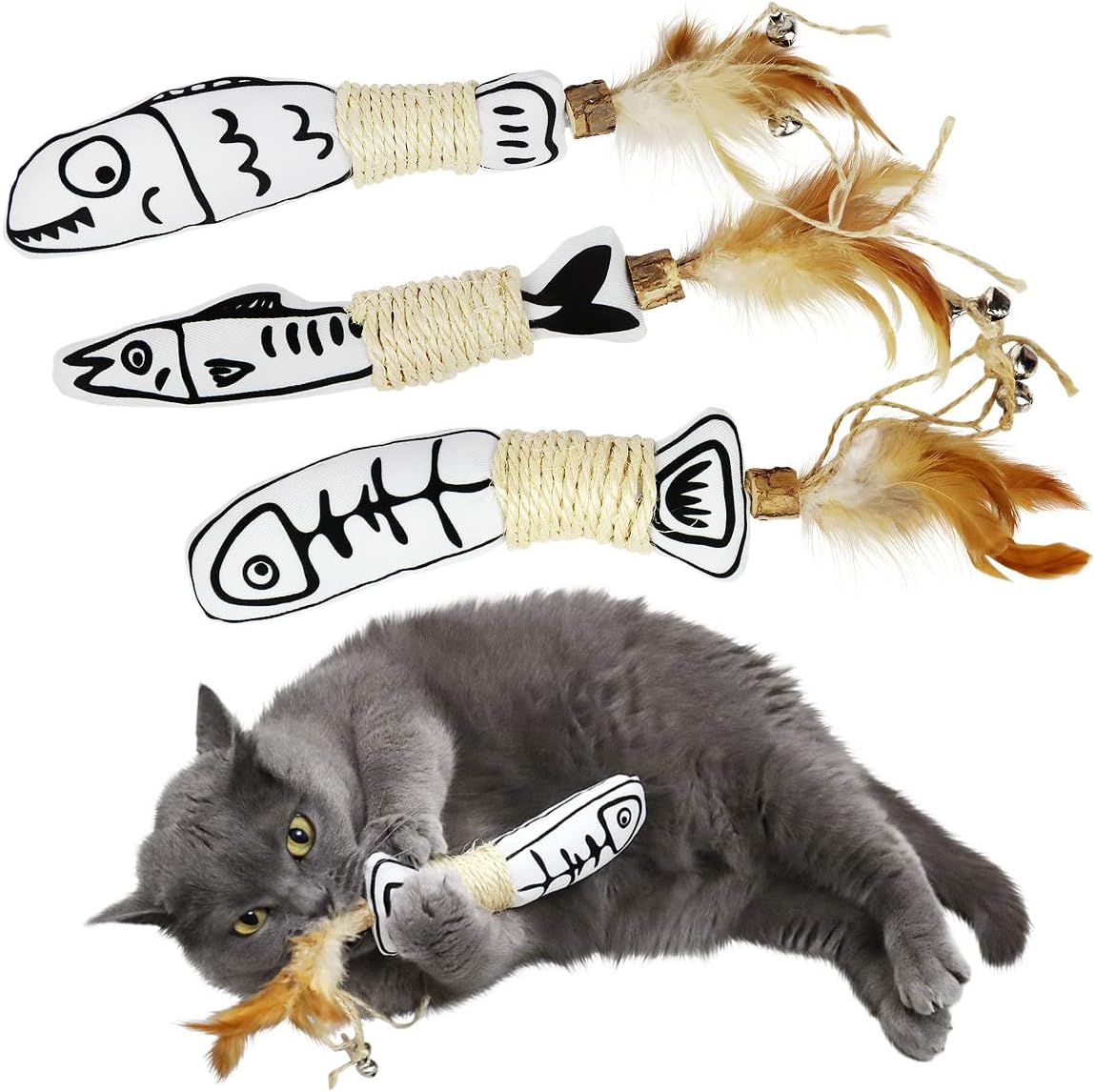 Amazon.com : Snowlove 3-Pack Cute Catnip Feather Toys with Silvervine ...