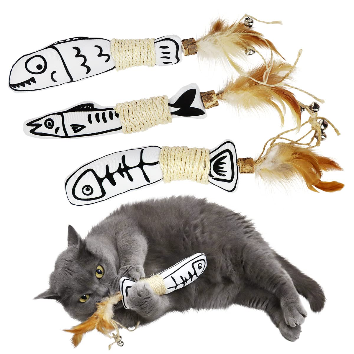 Amazon.com : SNOWLOVE 3 Pack Cute Catnip Toys with Feather Silvervine ...
