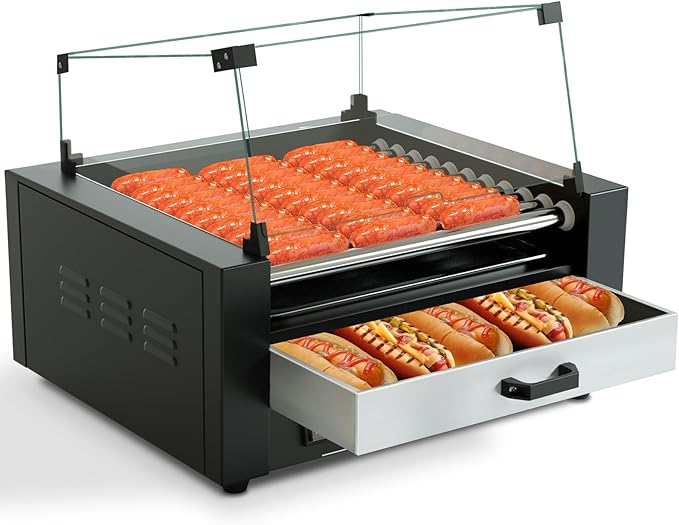 Amazon.com: 30 Hotdog Roller Machine with Bun Warmer,1700w Stainless 11 ...