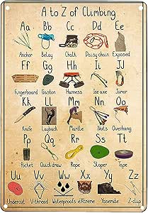 Amazon.com: A To Z Of Climbing Metal Tin Signs Rock Climbing Knowledge ...