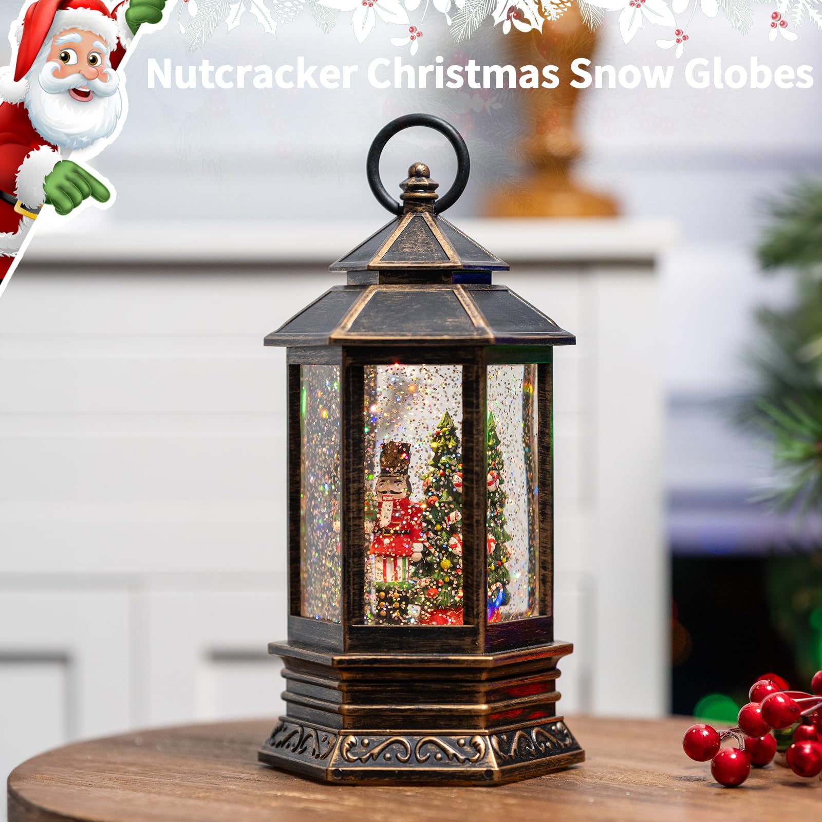 Snapklik.com : Musical Christmas Snow Globe Lantern Lighted Nutcracker ...
