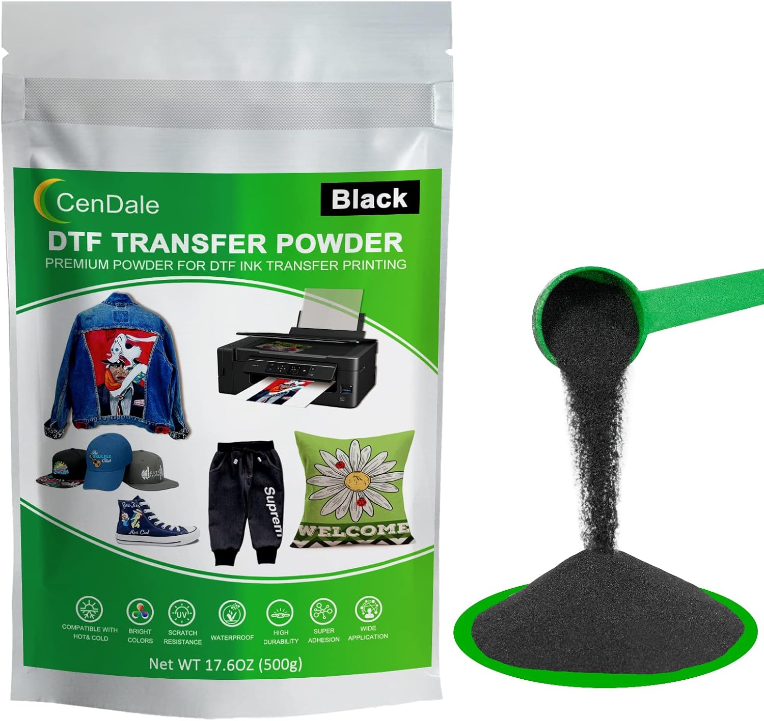 Amazon.com: CenDale DTF Powder, 500g / 17.6oz Black Hot Melt Adhesive ...