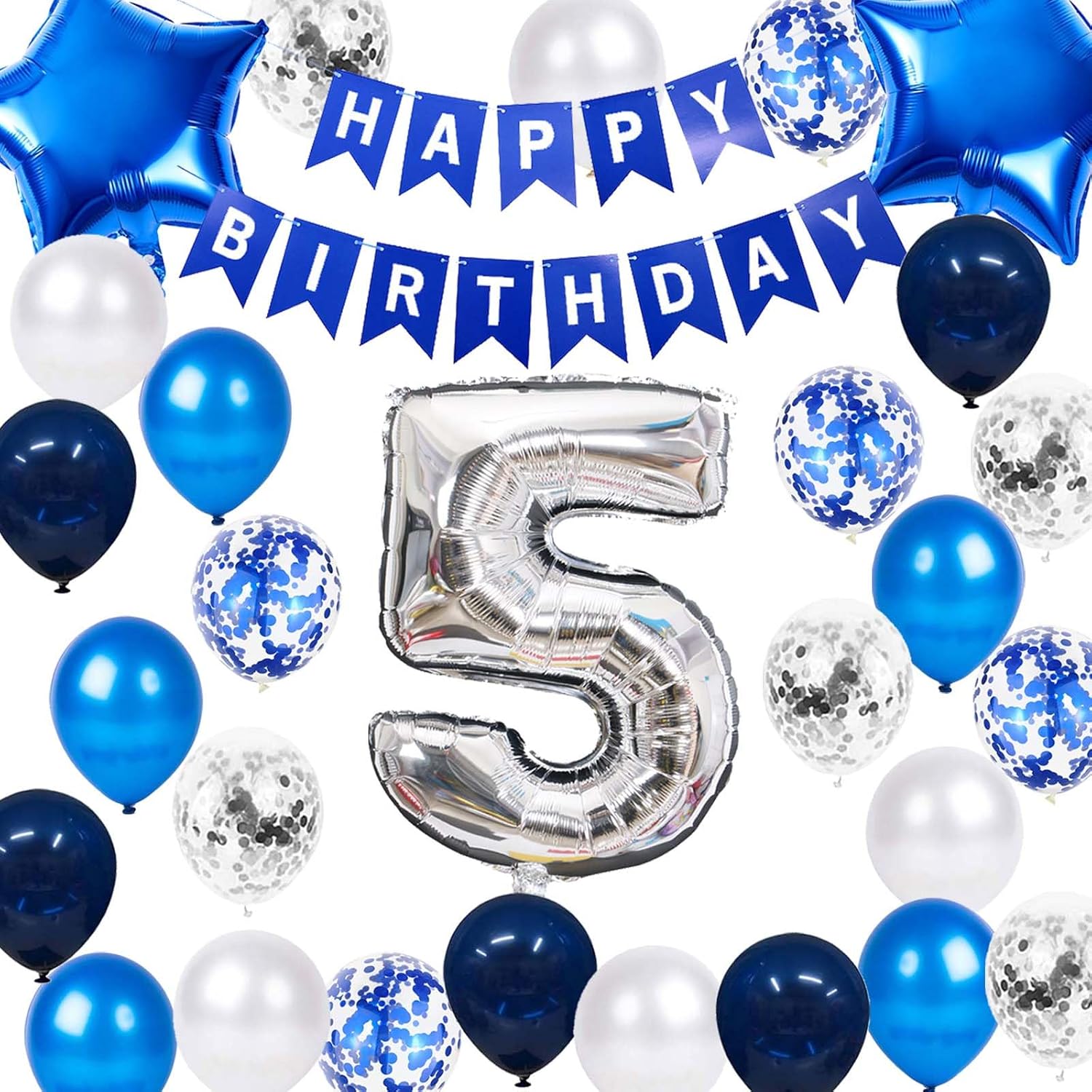 Amazon.com: 5th Birthday Decorations Blue for Boys, 5th Birthday Banner ...