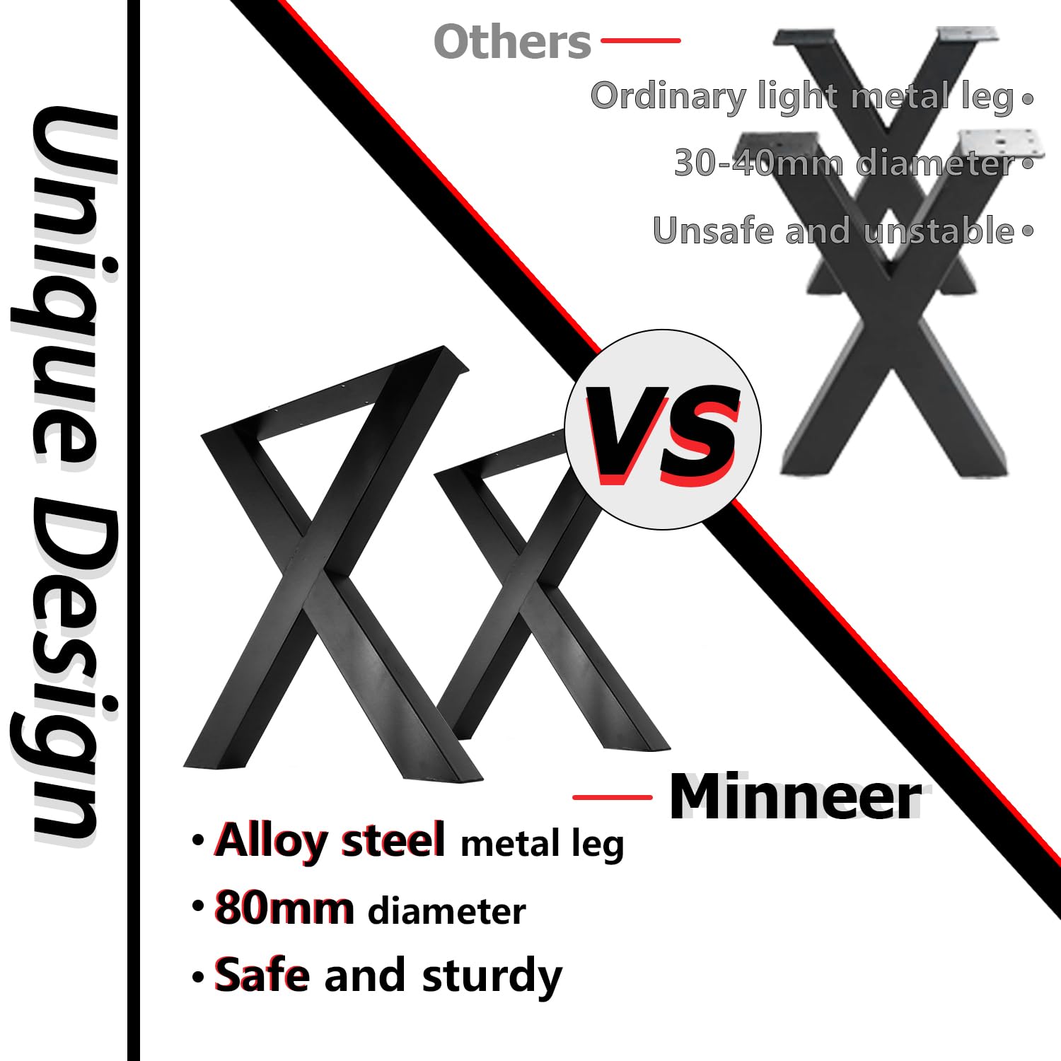 Snapklik.com : Enhanced 28" X 24" X-Shaped Metal Legs,High Strength ...