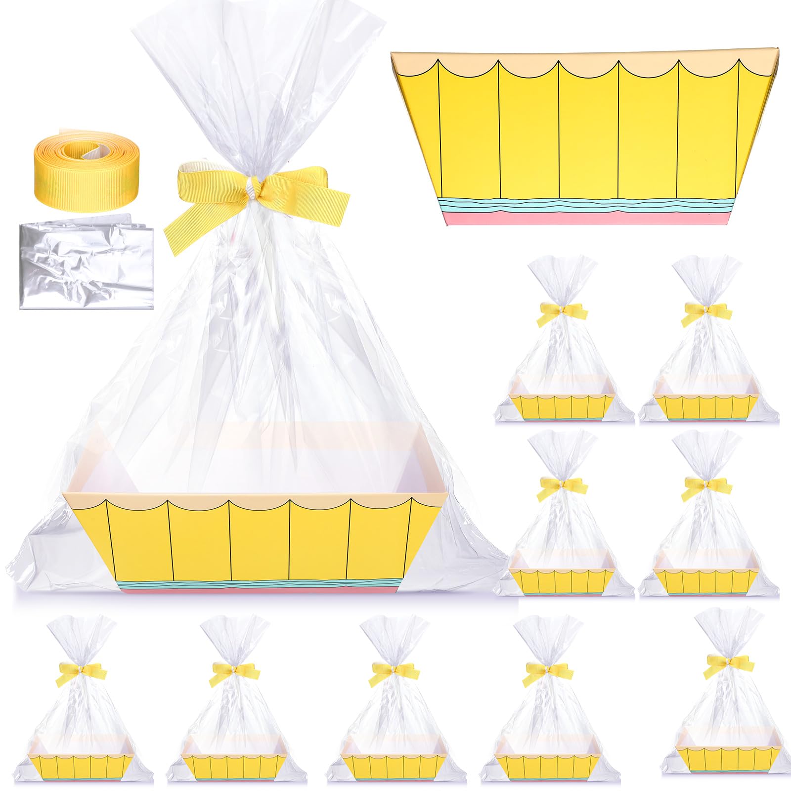 Yeaqee 36 Pcs 8x10 Baskets for Gift Empty Baskets with Bows Ribbons ...