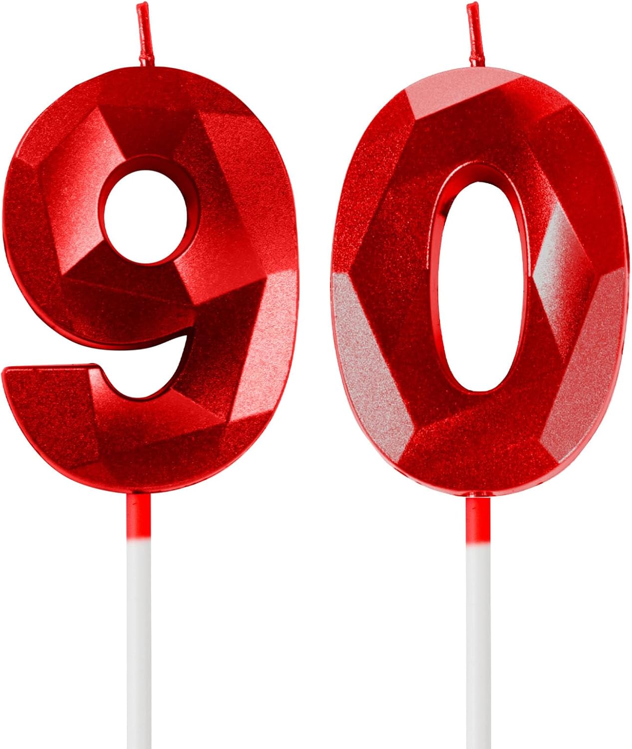 Amazon.com: Number 90 Candles,90th Birthday Candles,Red Happy Birthday ...