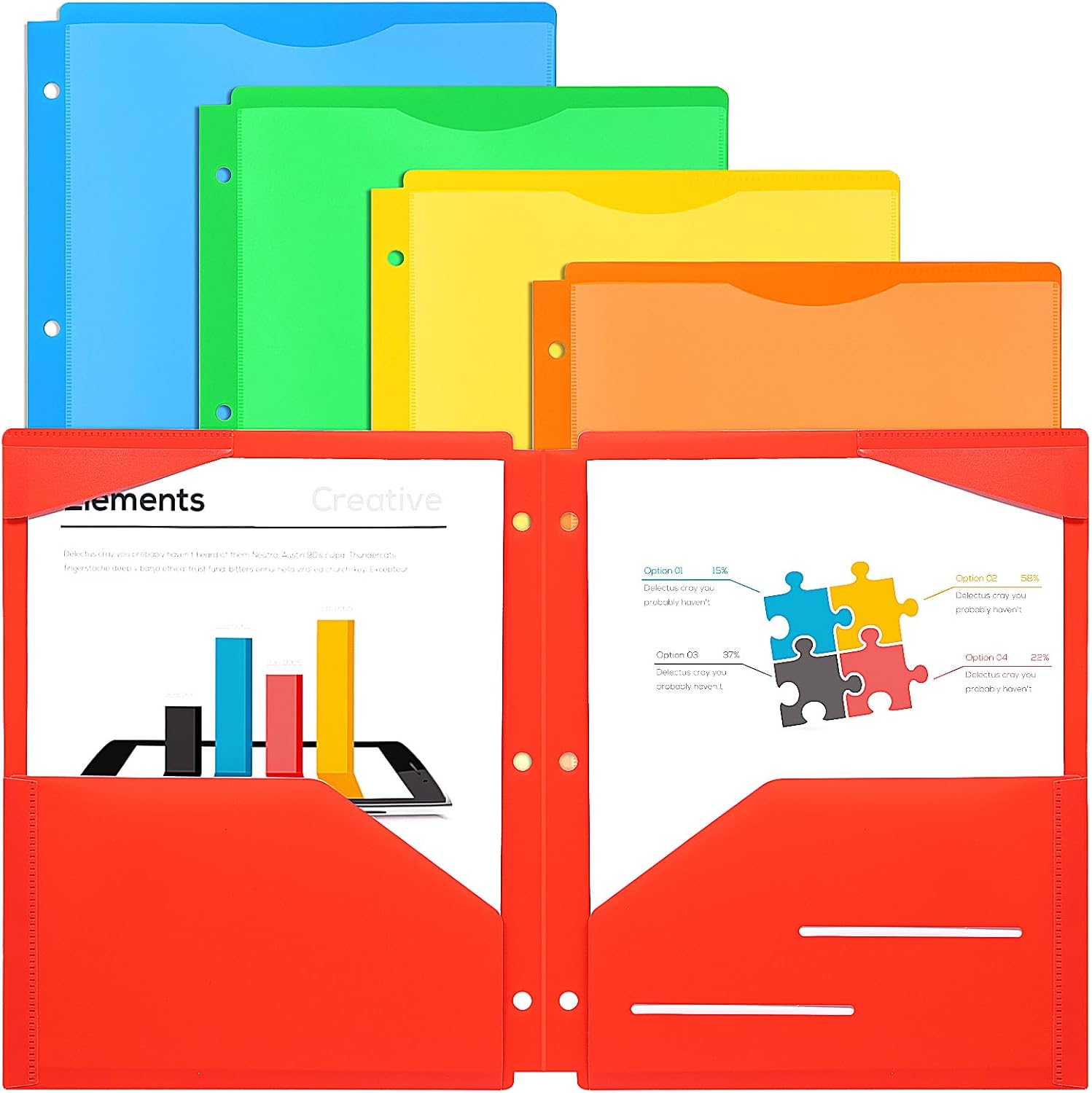 Amazon.com : EOOUT 5 Pack Folders with Pockets for 3 Ring Binder ...