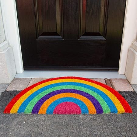 The Rug House Novelty Rainbow Coir Anti-Slip Front/Back Door Mat ...