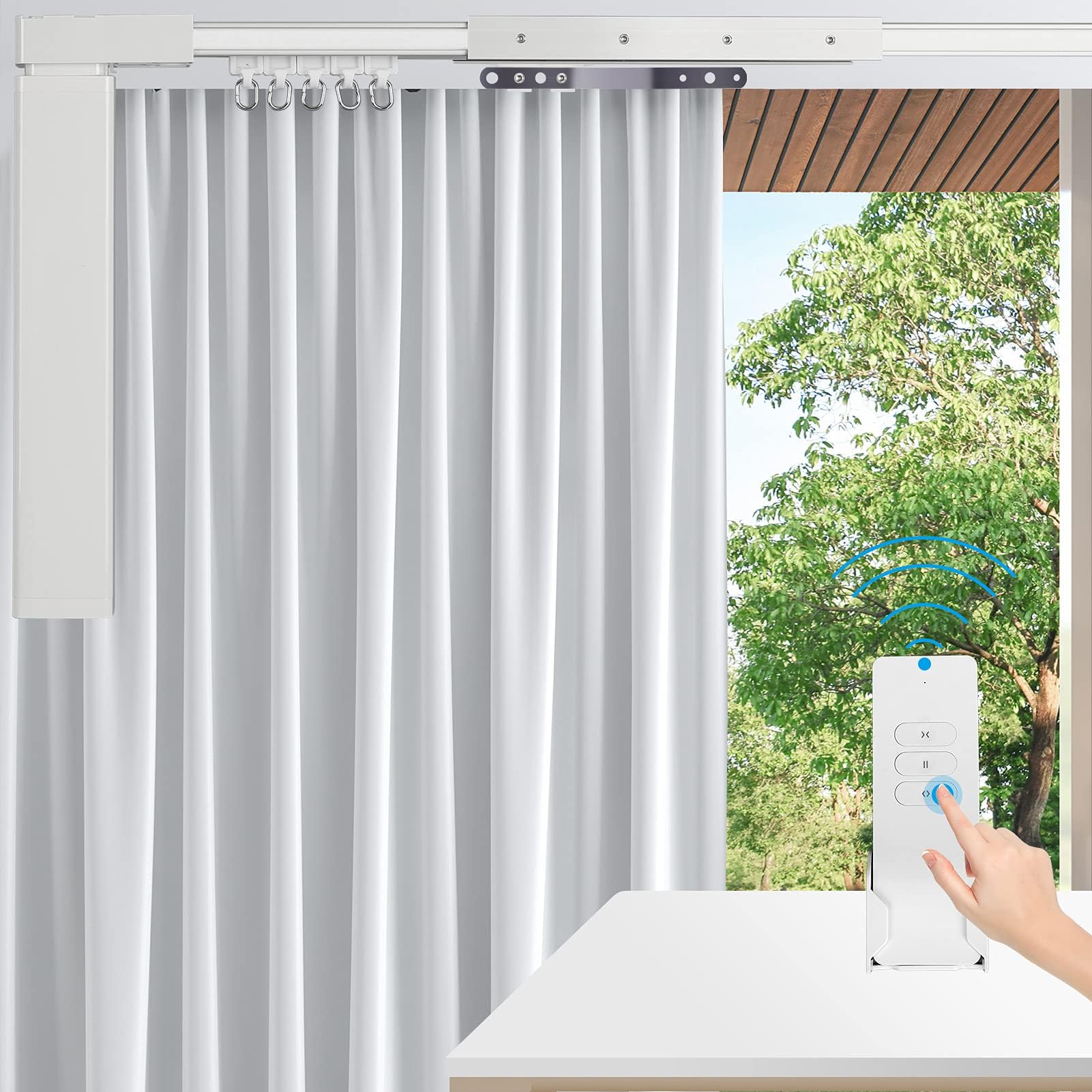 Amazon.com: SimpleSmart - 84" Motorized Smart Curtain Tracks - Electric ...