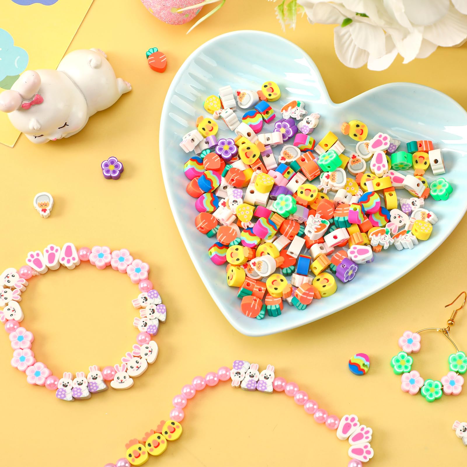 Snapklik.com : Augshy 300pcs Easter Polymer Clay Beads: Bunny, Chick ...