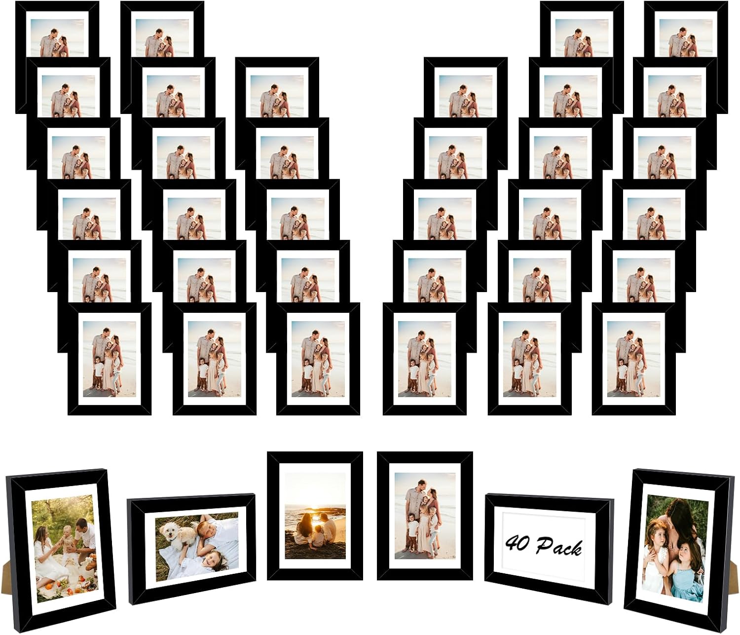 Amazon.com - JCJMY 40 Packs 4x6 Picture Frames with 3.5x5 Mat Black ...
