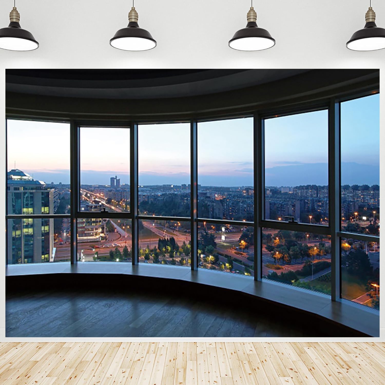 Amazon.com : CRTPOD Window Scenery Backdrop Sunset City View Office ...