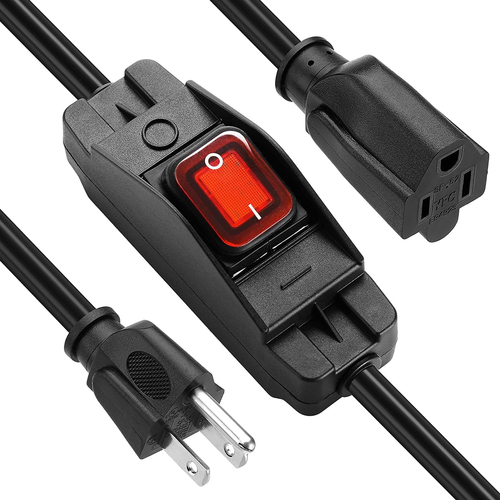 Amazon.com: Inline On/Off Switch Extension Cord, 3-Prong Household ...