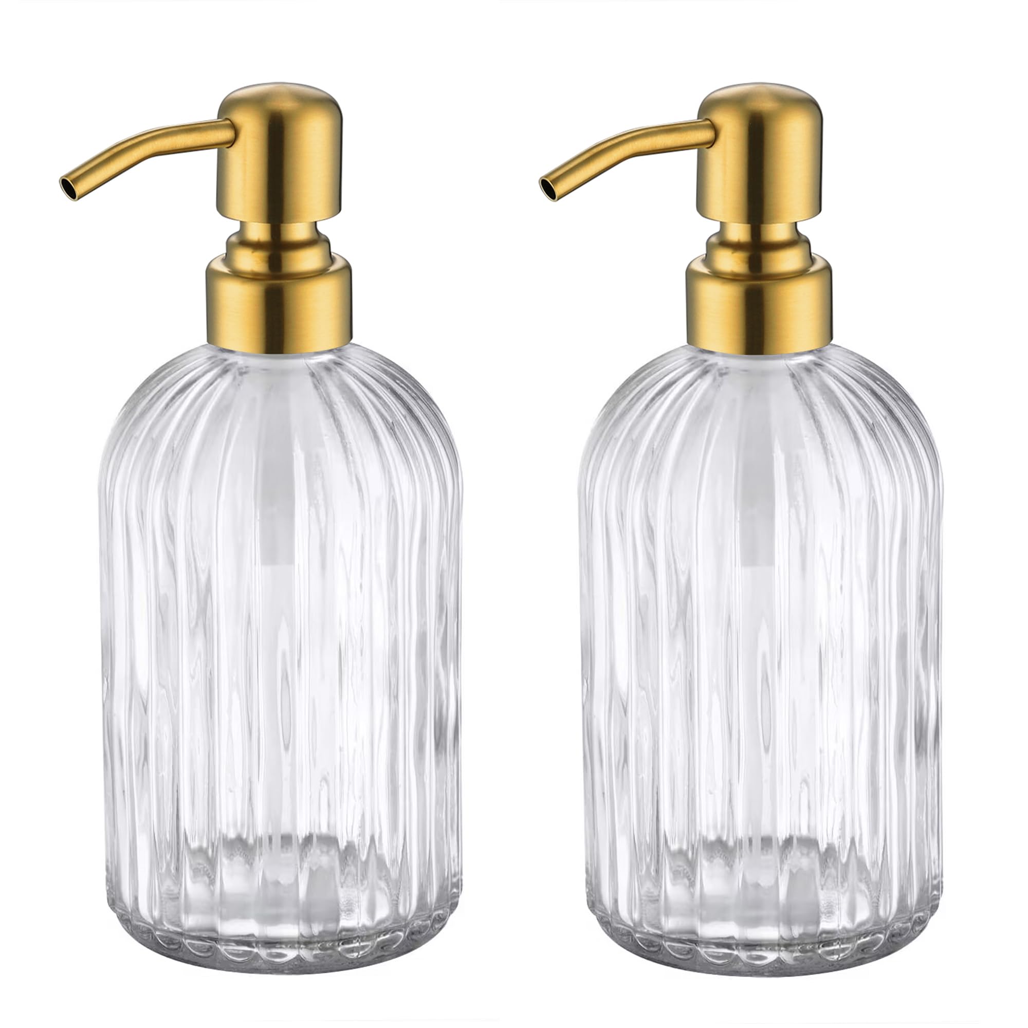 Amazon.com: Leetcp Gold Glass Soap Dispenser with Rust Proof Metal Pump ...