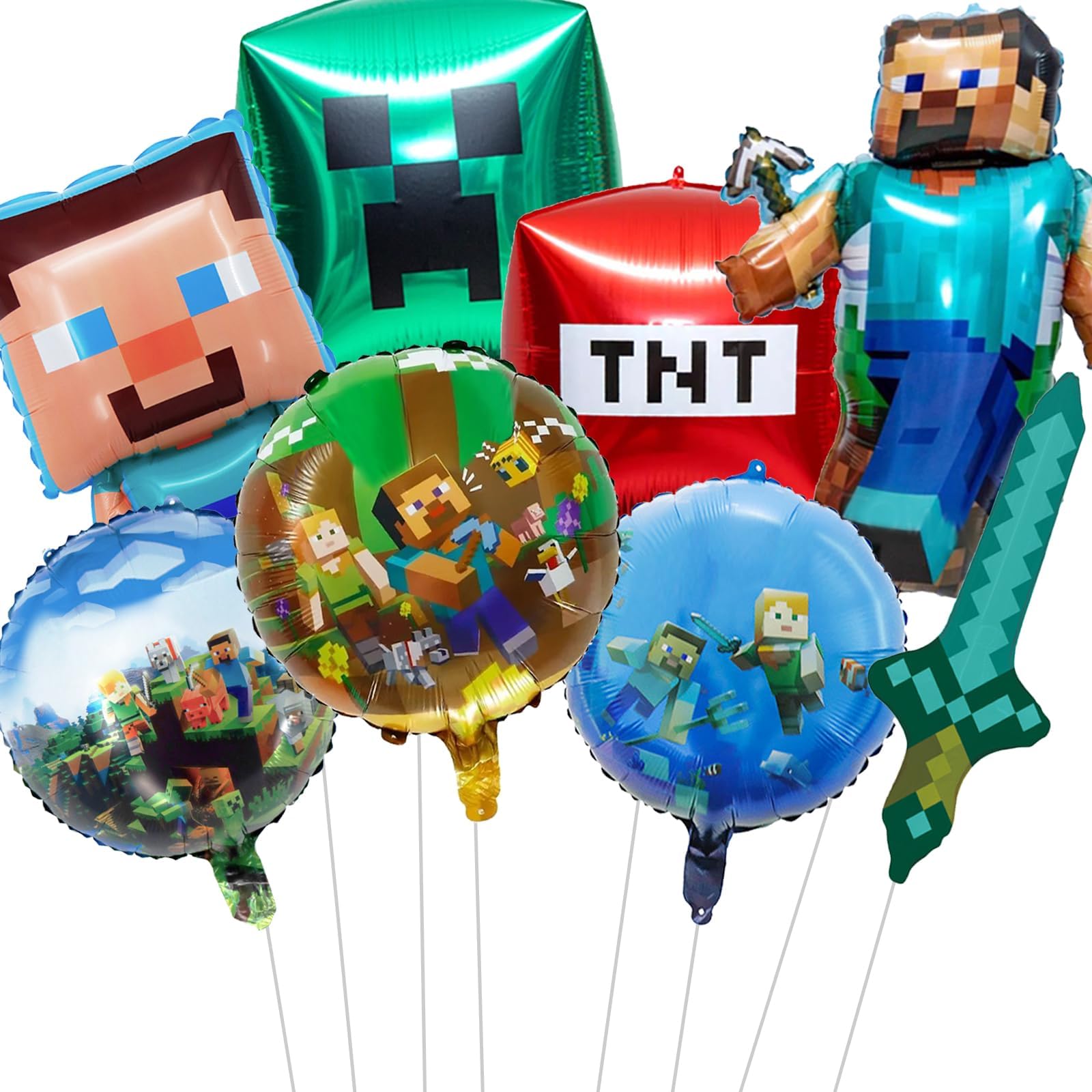 Amazon.com: Multicolor Latex Minecraft Balloons (12") 8 Count - Vibrant ...