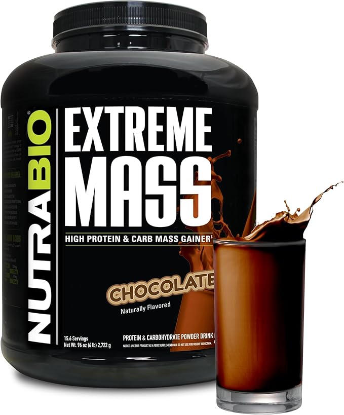 Amazon.com: NutraBio Extreme Mass Gainer Protein Powder, 53G Protein ...