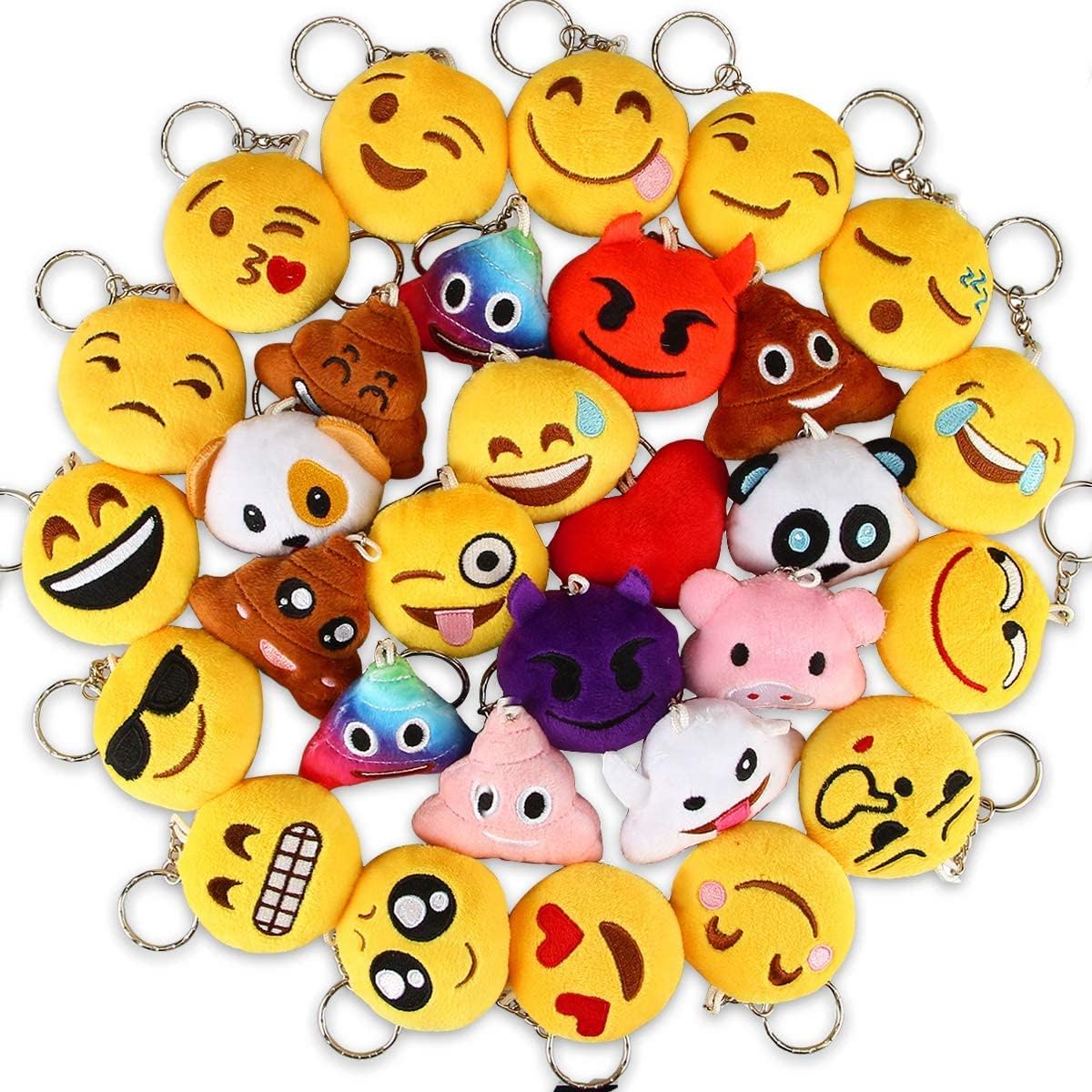 Amazon.com: LQB Emoticon Keychains, Mini Emoticon Plush Party Favors ...