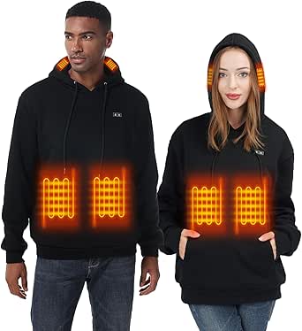 WUEAOA Beheizbarer unisex hoodie Mit 10000 mAh Akku, Beheizbare Jacke 3 ...