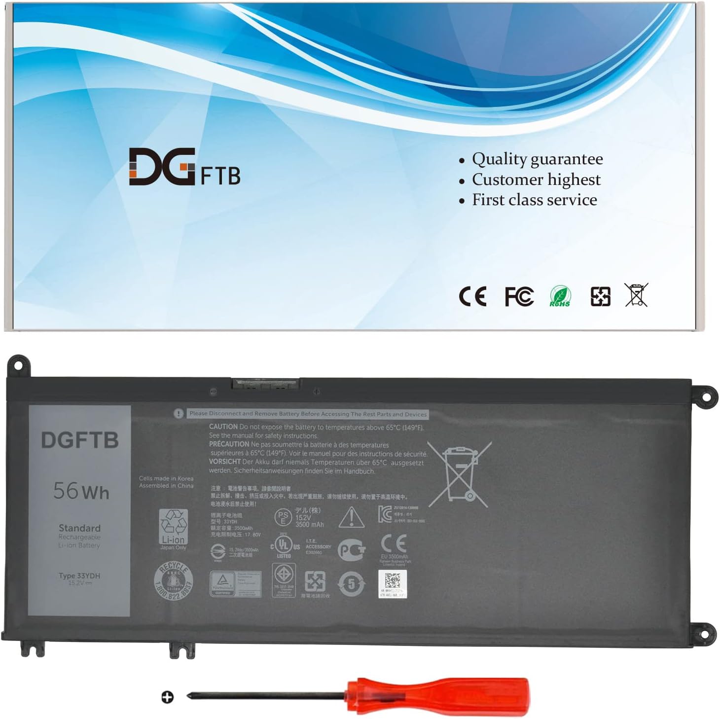 Amazon.com: DGFTB 33YDH Laptop Battery for Dell Latitude 3380 3480 3490 ...