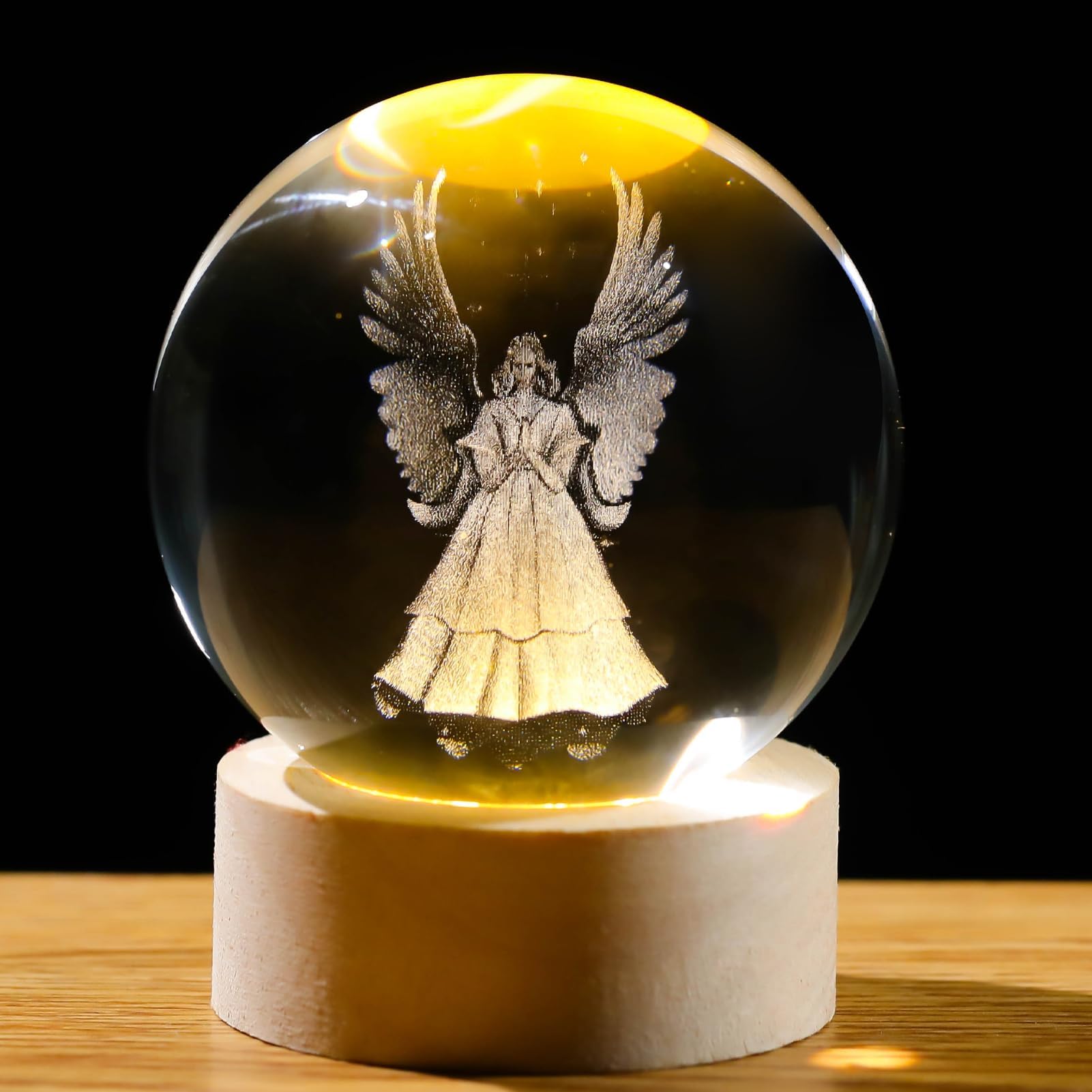 Amazon.com: Arikyrist 60mm Crystal Guardian Angel Statue Decorative ...