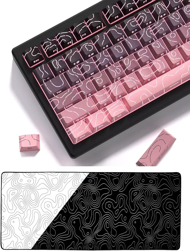 Amazon.com: dagaladoo Pink Topographic keycaps Line Backlit keycaps ...
