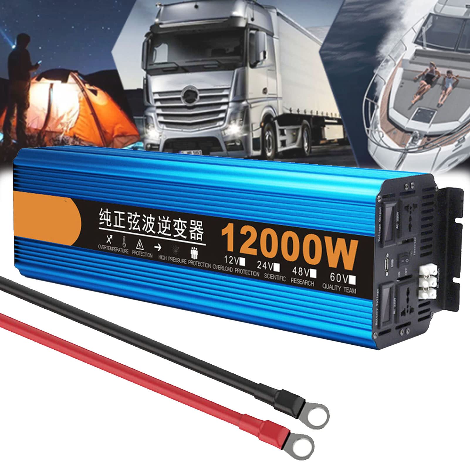 Buy TJYXF Pure Sine Power Inverter 12V 24V DC to 220V 230V AC Power ...