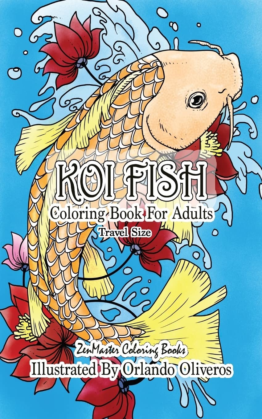 Amazon.com: Koi Fish Coloring Book for Adults Travel Size: 5x8 Coloring ...