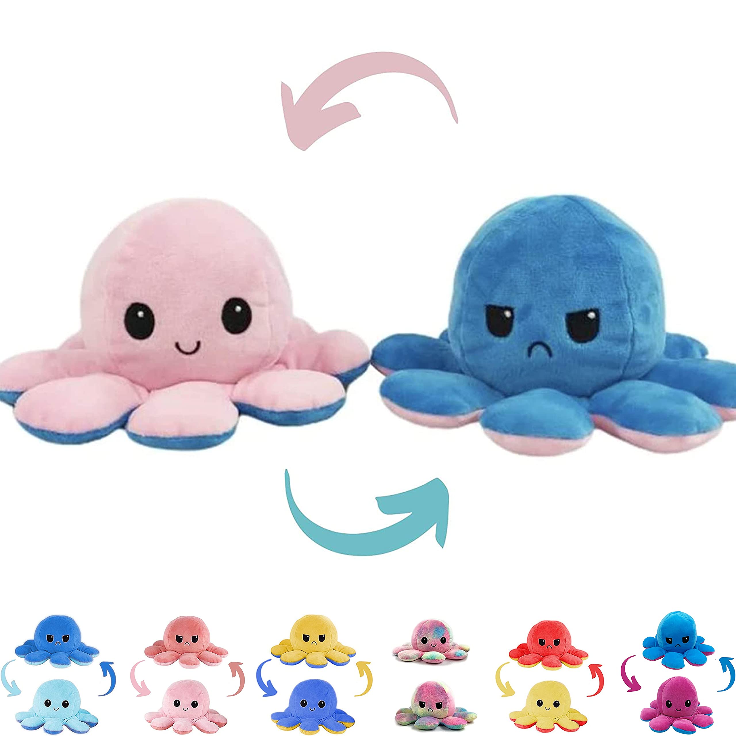 Buy babUSH Octopus Reversible Plushie Plush Emotion Mood Octopus Toy ...
