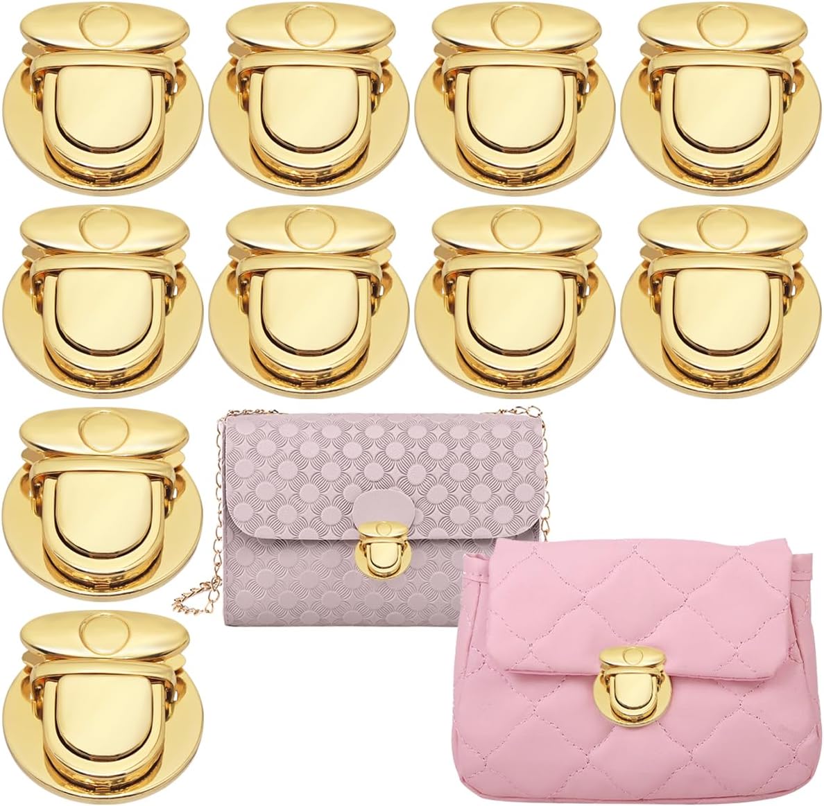Amazon.com: 10 PCS Big Round Tuck Lock Purse with Light Gold Alloy ...
