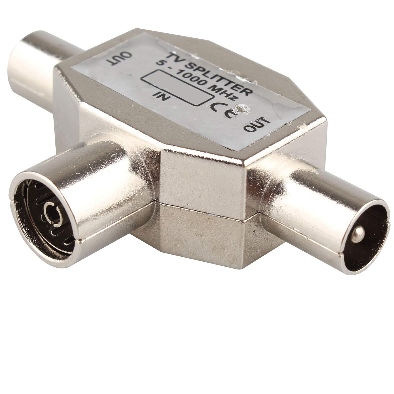 Jopto 2-Way Aerial Splitter Coaxial Female To Two Male Cable TV Coupler ...