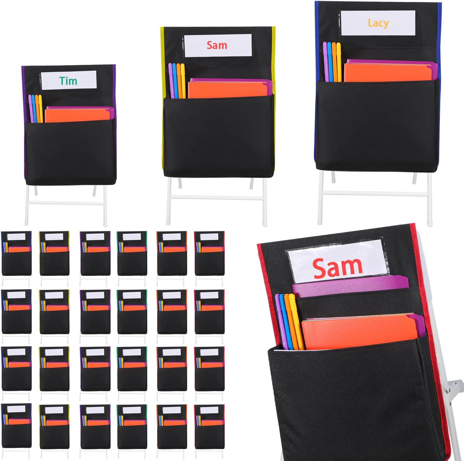 Amazon.com: Maitys 16 Pieces Chair Pockets Classroom Student Chair ...