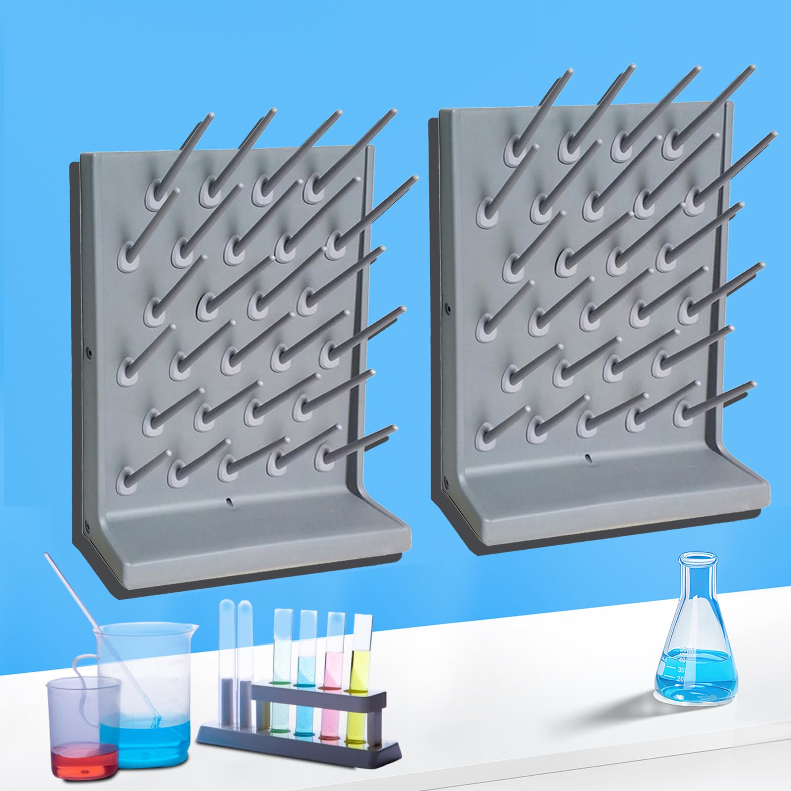 Amazon.com: Lab Drying Rack 2 Pack 27 Pegs Laboratory Glassware Rack PP ...