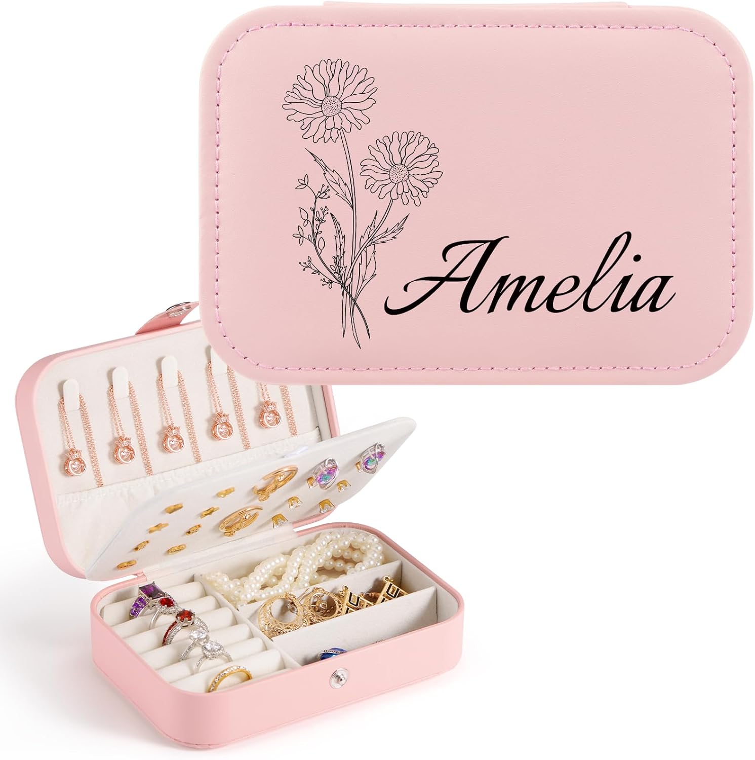 Amazon.com: SPETYORT Personalized Jewelry Box for Women, Custom Travel ...