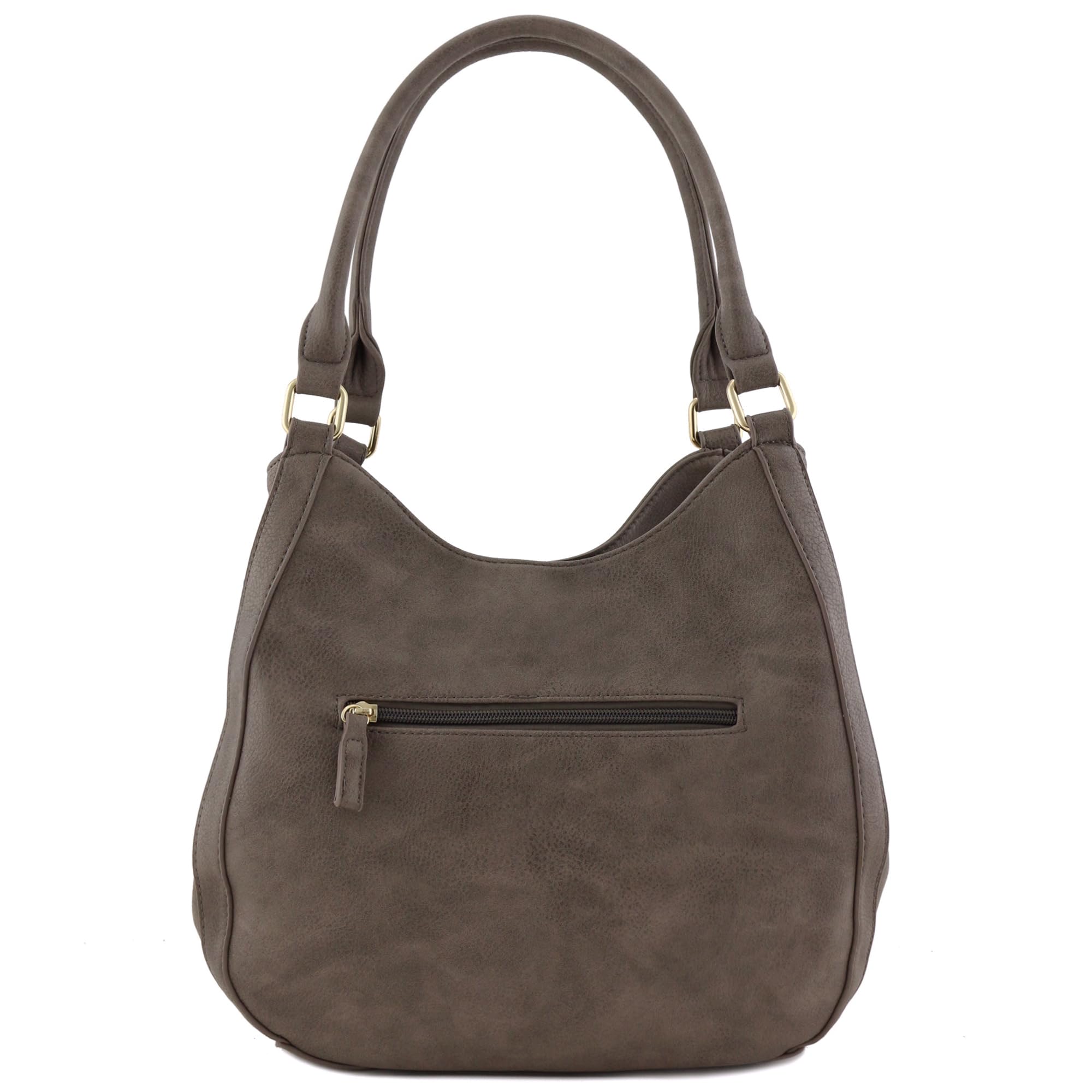 Snapklik.com : Light-weight 3 Compartment Faux Leather Medium Hobo Bag