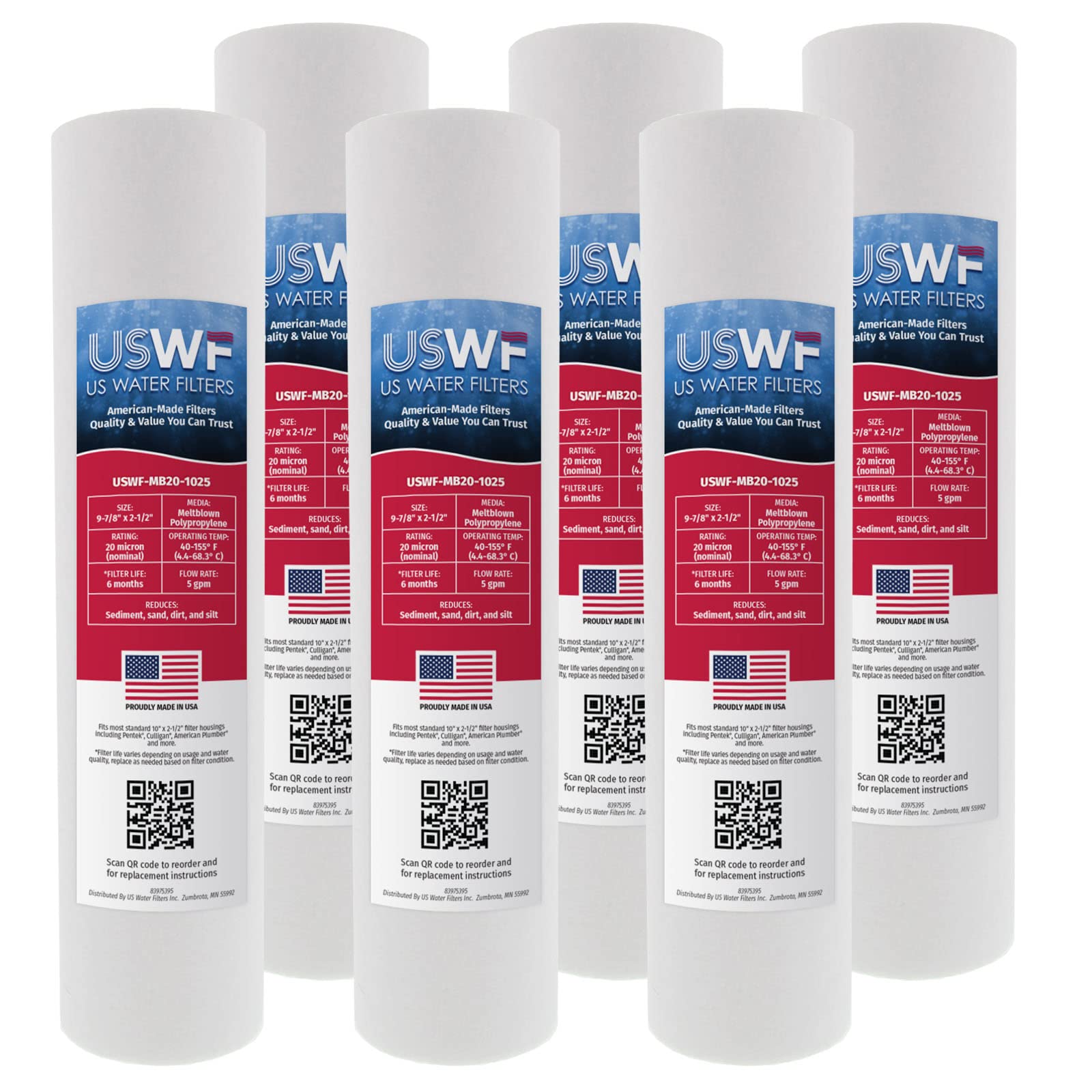 Amazon.com: 20 Micron 10 Inch x 2.5 Inch | 6-Pack Melt Blown ...