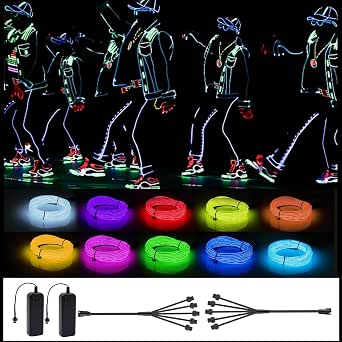 Amazon.com: Ourbest Electroluminescent Wire Light Kit, 2SET 5in1 Neon ...