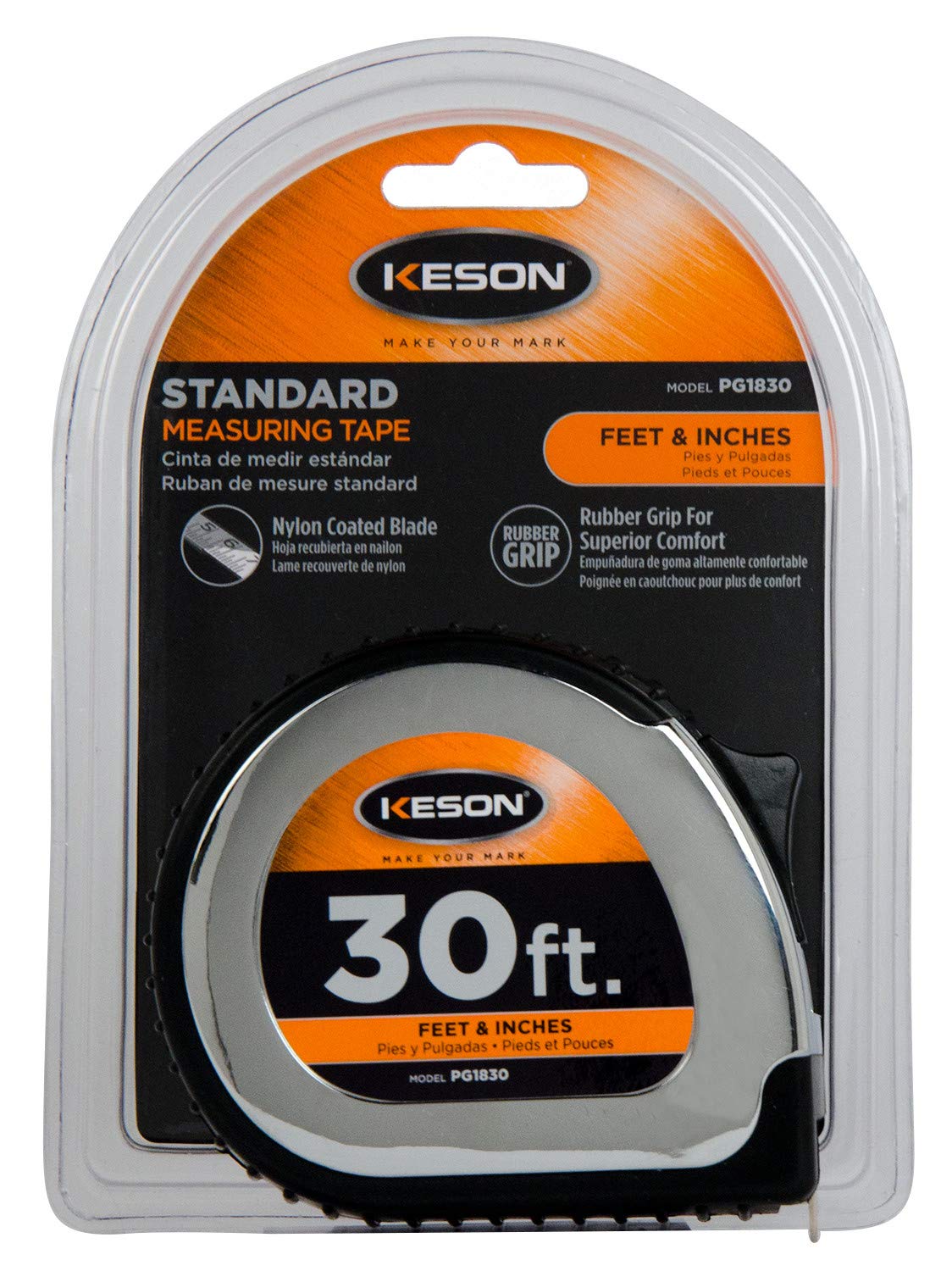Snapklik.com : Keson PG1830 Chrome Series Tape Measure