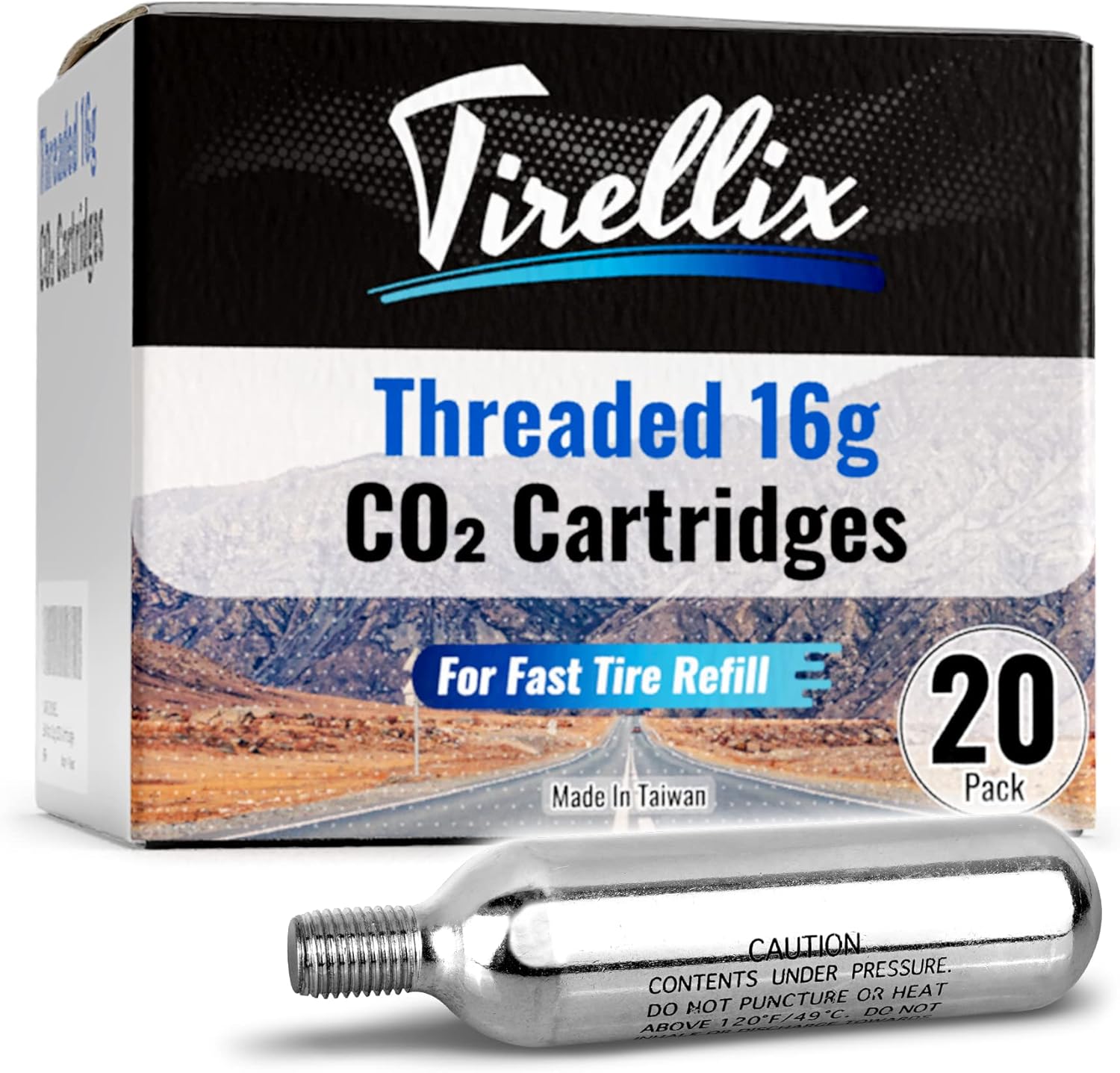 Amazon.com : Tirellix CO2 Cartridges for Bike Tires - 16g Threaded CO2 Cartridges, Fast Air ...