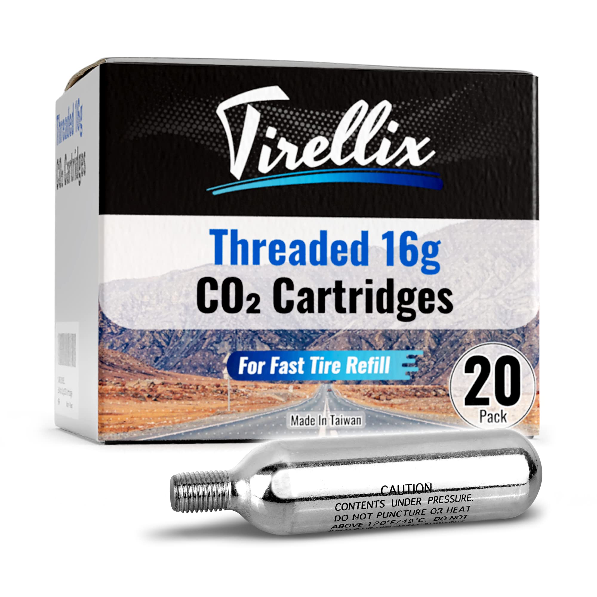 Amazon.com : Tirellix CO2 Cartridges for Bike Tires - 16g Threaded CO2 ...