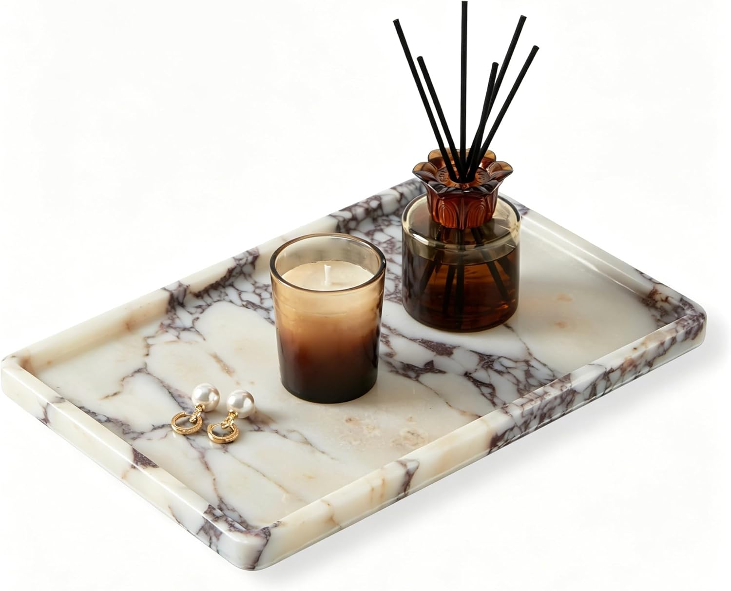 Amazon.com: Luxury Natural Rectangle Marble Tray – 11.8 x 7.8-Inch ...