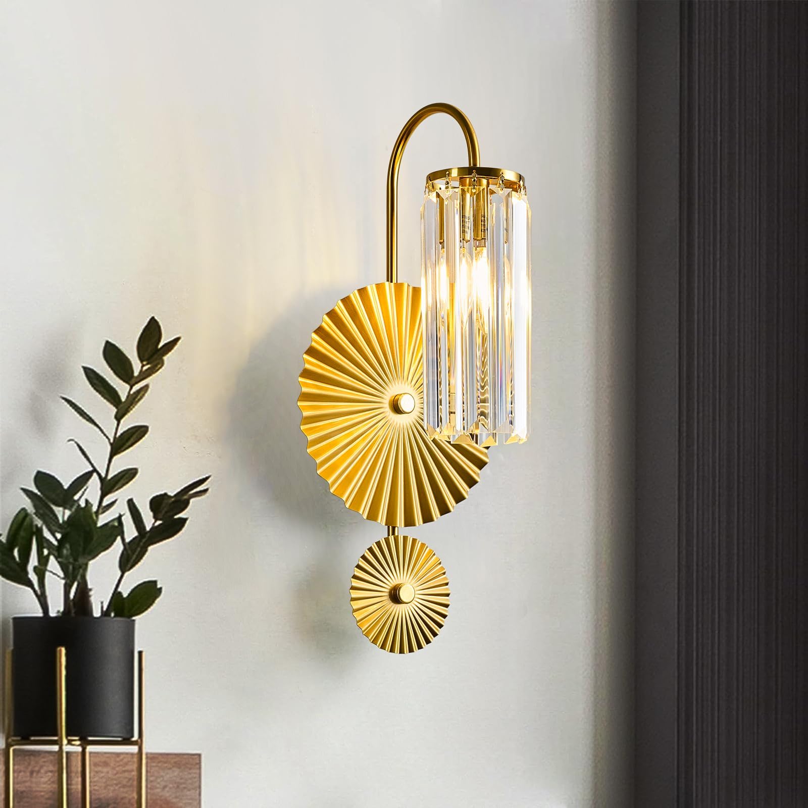 BBLLWJ Modern Wall Sconce Brass Gold Crysta Sconces Wall Lighting Mid ...