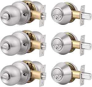 Brotima 3 Pack Keyed Alike Door Lock Set with Deadbolt, Satin Nickel ...