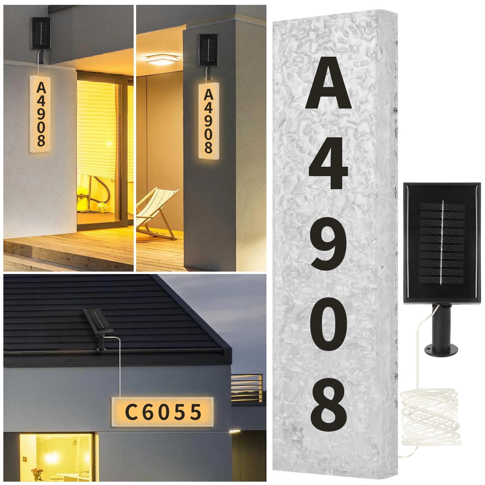 Amazon.com: Bmakre Solar House Numbers for Outside, with Separate Solar ...