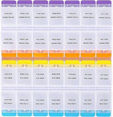 BIOS Living Easy Open Push Tabs, 4 x Daily Pill Planner, Extra Large ...