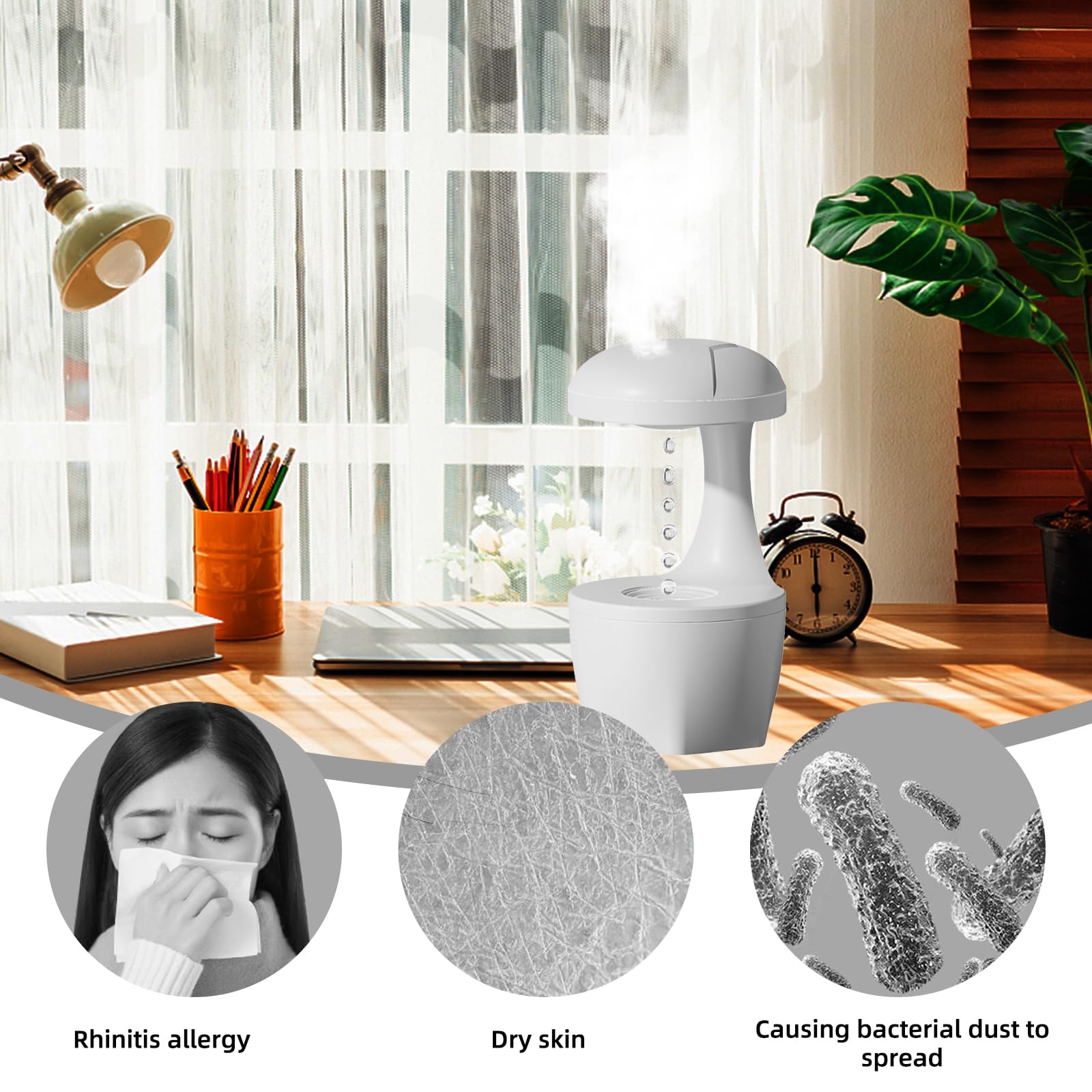 Snapklik.com : Reaeng Anti Gravity Water Drop Humidifier, 800ml Anti ...