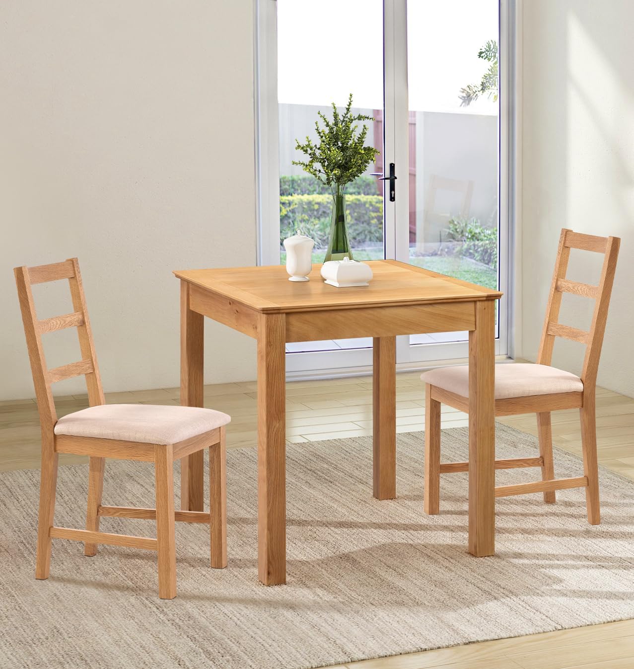 Lancaster solid rubberwood small table and chairs bistro set : Amazon ...